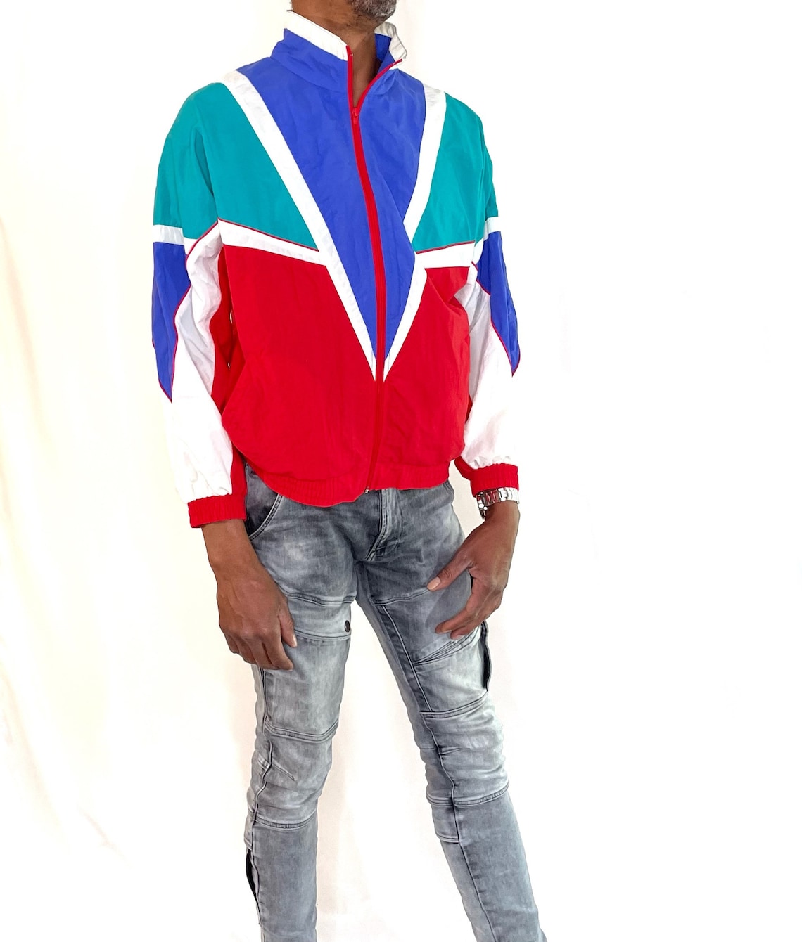 LAVON 1990s Late 80s Colorblock Windbreaker Jacket Size Extra Large - Etsy
