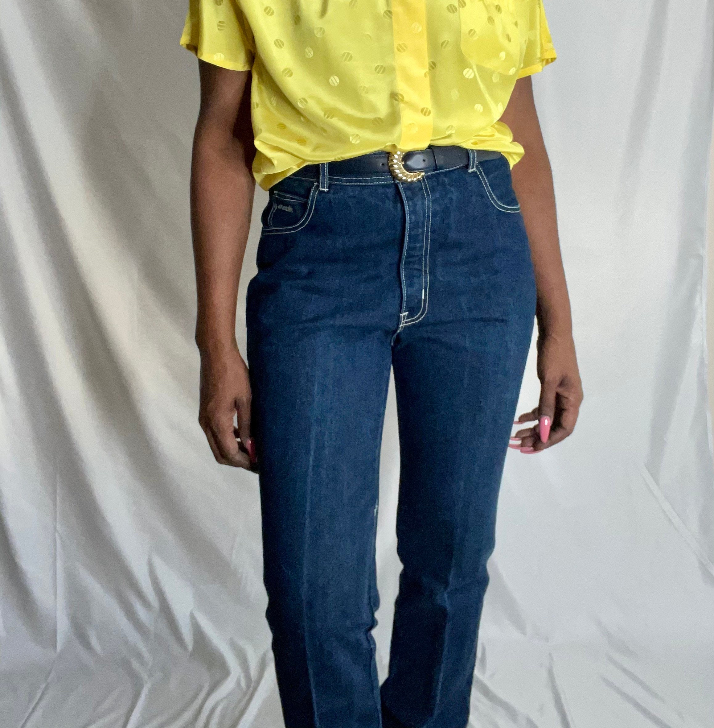 CHARDON PARIS 1980s Early 1980s Era Classic Blue 100% Cotton Unhemmed ...