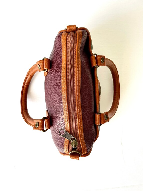 1990s Leather Colorblock Mini Light Academia Preppy T… - Gem