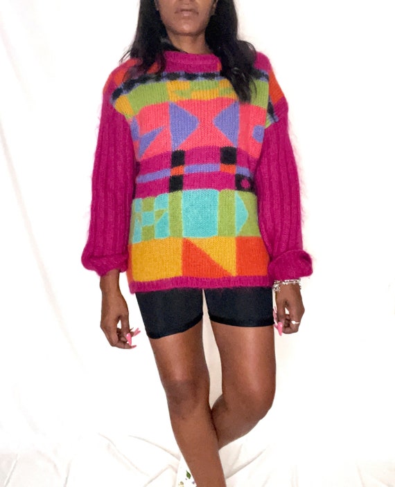 THE LIMITED 1990s early 90s era Color block Mohair Bo… - Gem