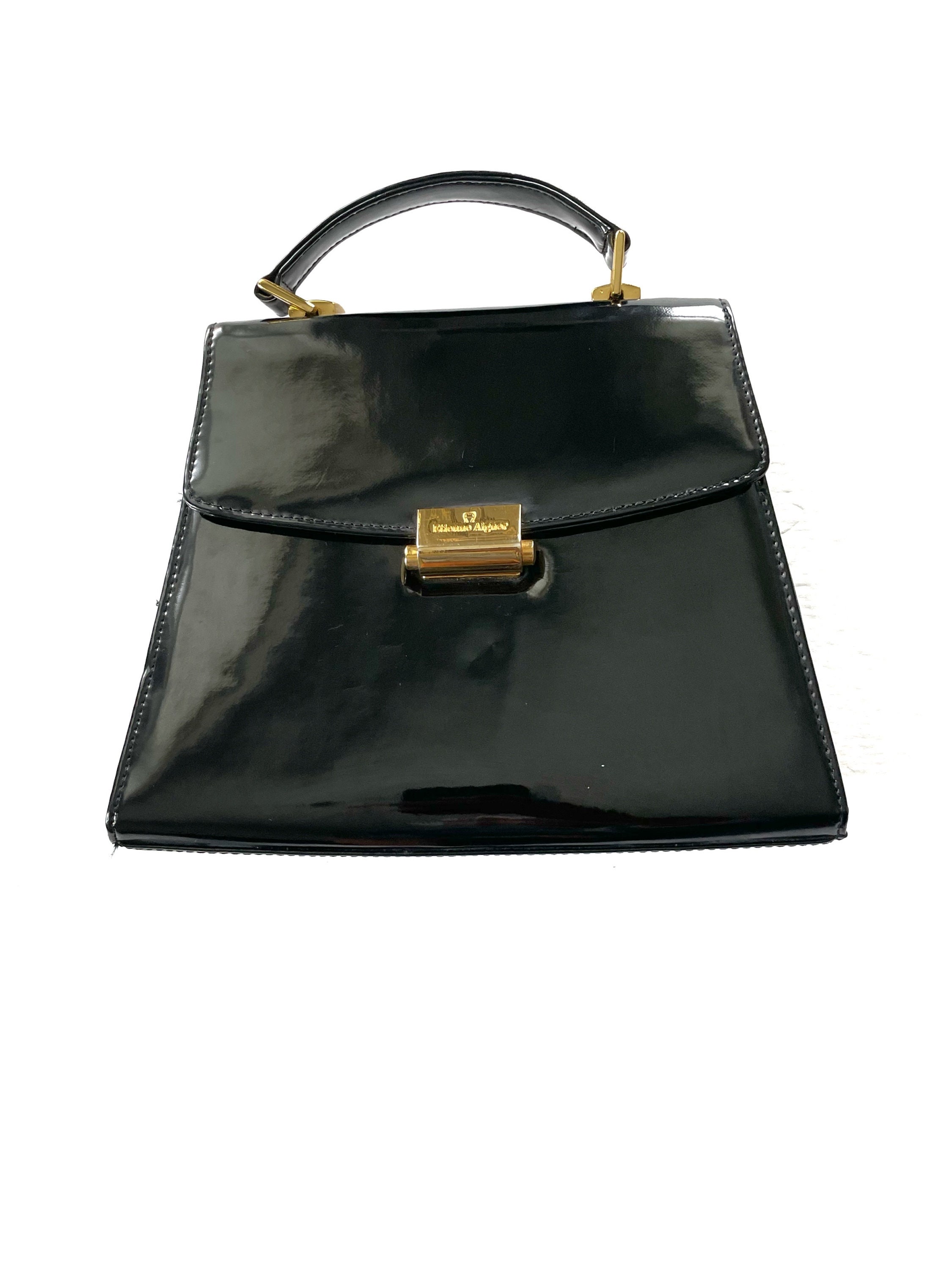 ETIENNE AIGNER 1960s Patent Leather Classic Cocktail Top Handle Bag ...