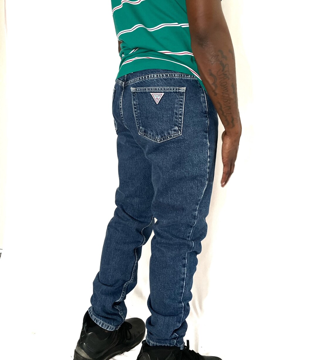 GUESS 1990s Early 90s New Wave Era Tapered Regular Fit Denim Jeans Size ...