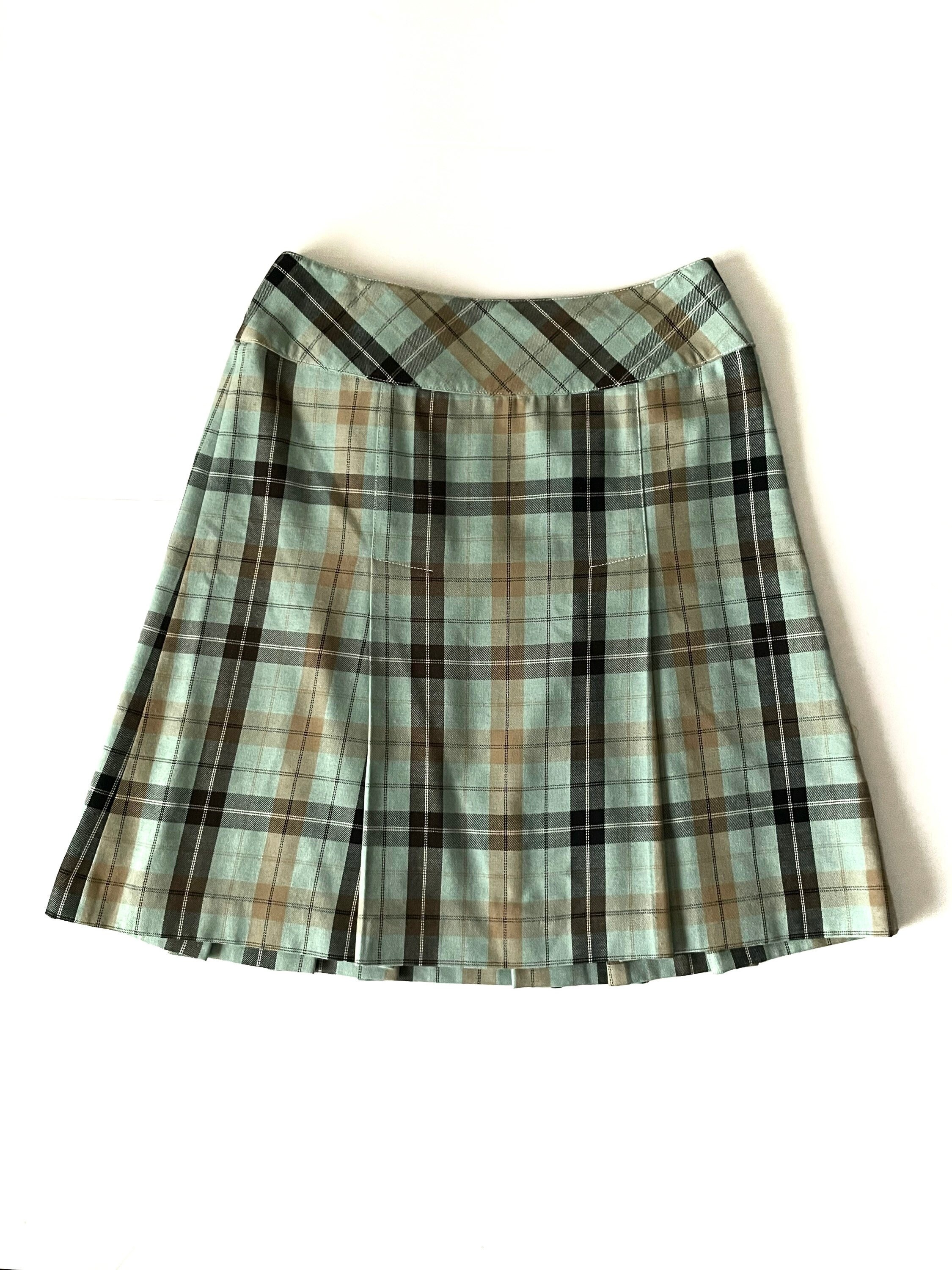 KAY UNGER NY 1990s Plaid Preppy Light Academia Pleated Knee Length ...