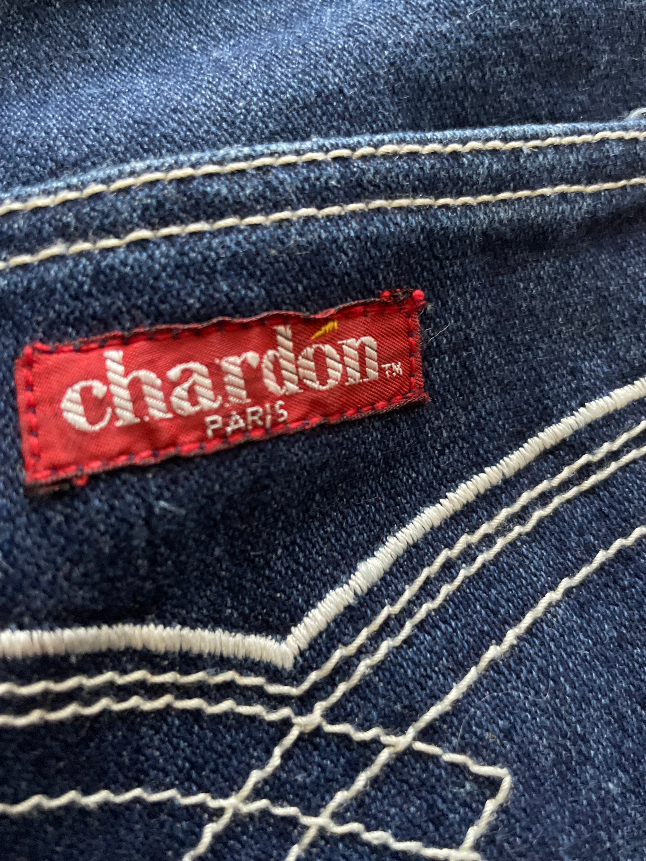 CHARDON PARIS 1980s Early 1980s Era Classic Blue 100% Cotton Unhemmed ...