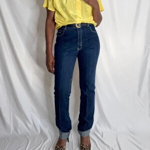 CHARDON PARIS 1980s Early 1980s Era Classic Blue 100% Cotton Unhemmed ...