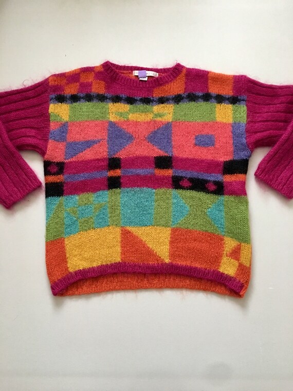 THE LIMITED 1990s early 90s era Color block Mohair Bo… - Gem
