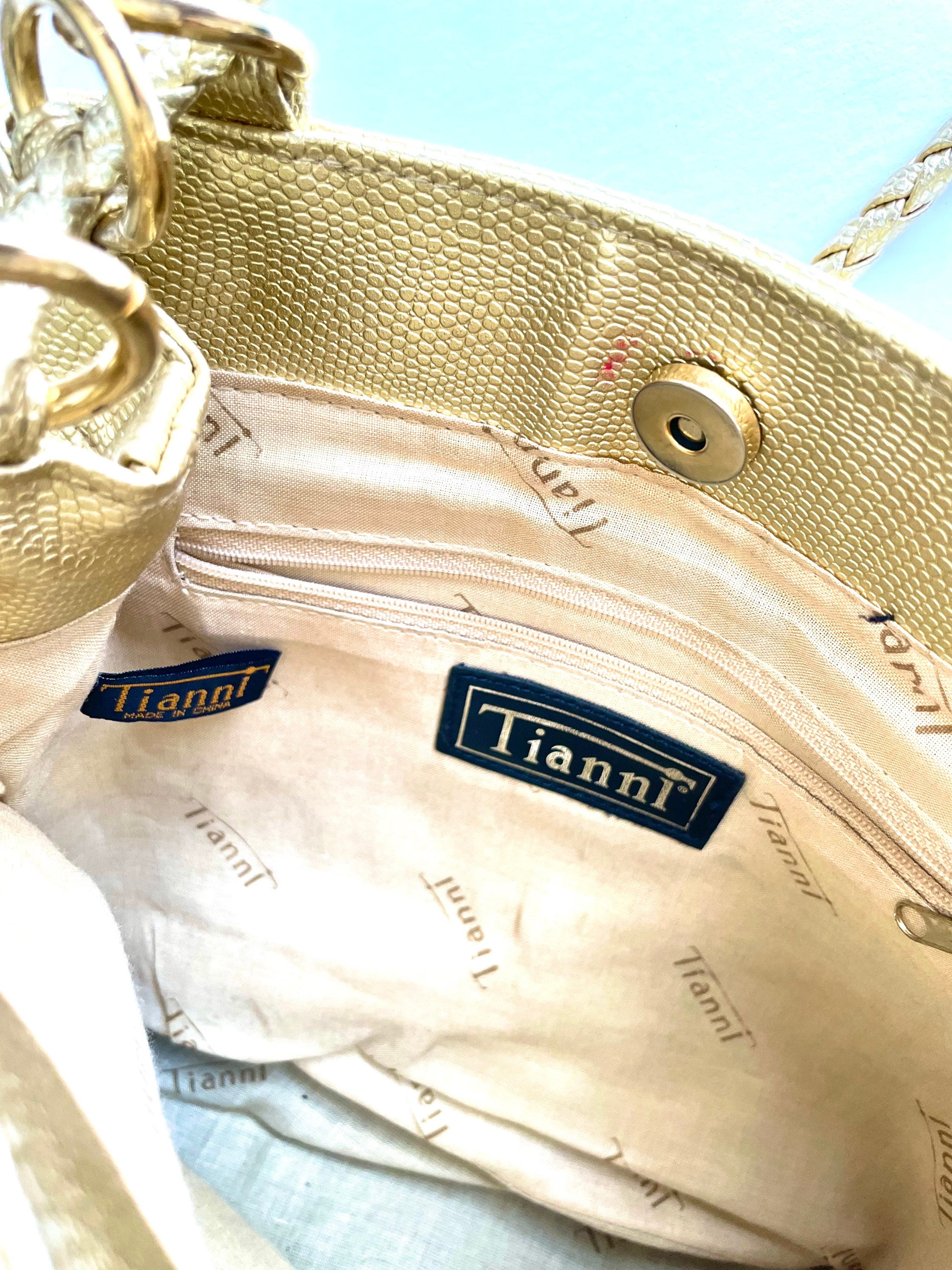 Vintage 1990s TIANNI Gold Metallic Basket Weave Bucket Bag - Etsy