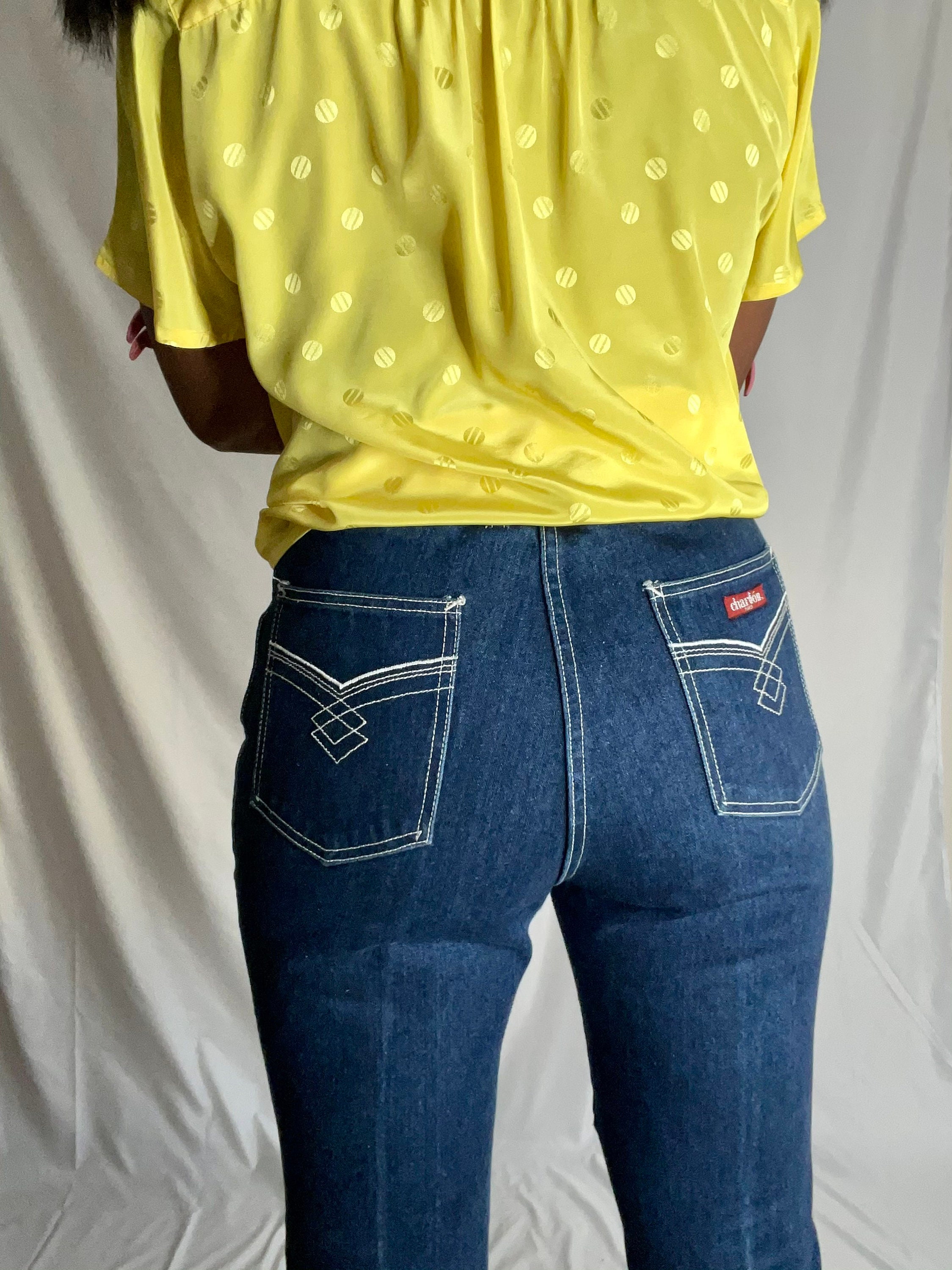 CHARDON PARIS 1980s Early 1980s Era Classic Blue 100% Cotton Unhemmed ...