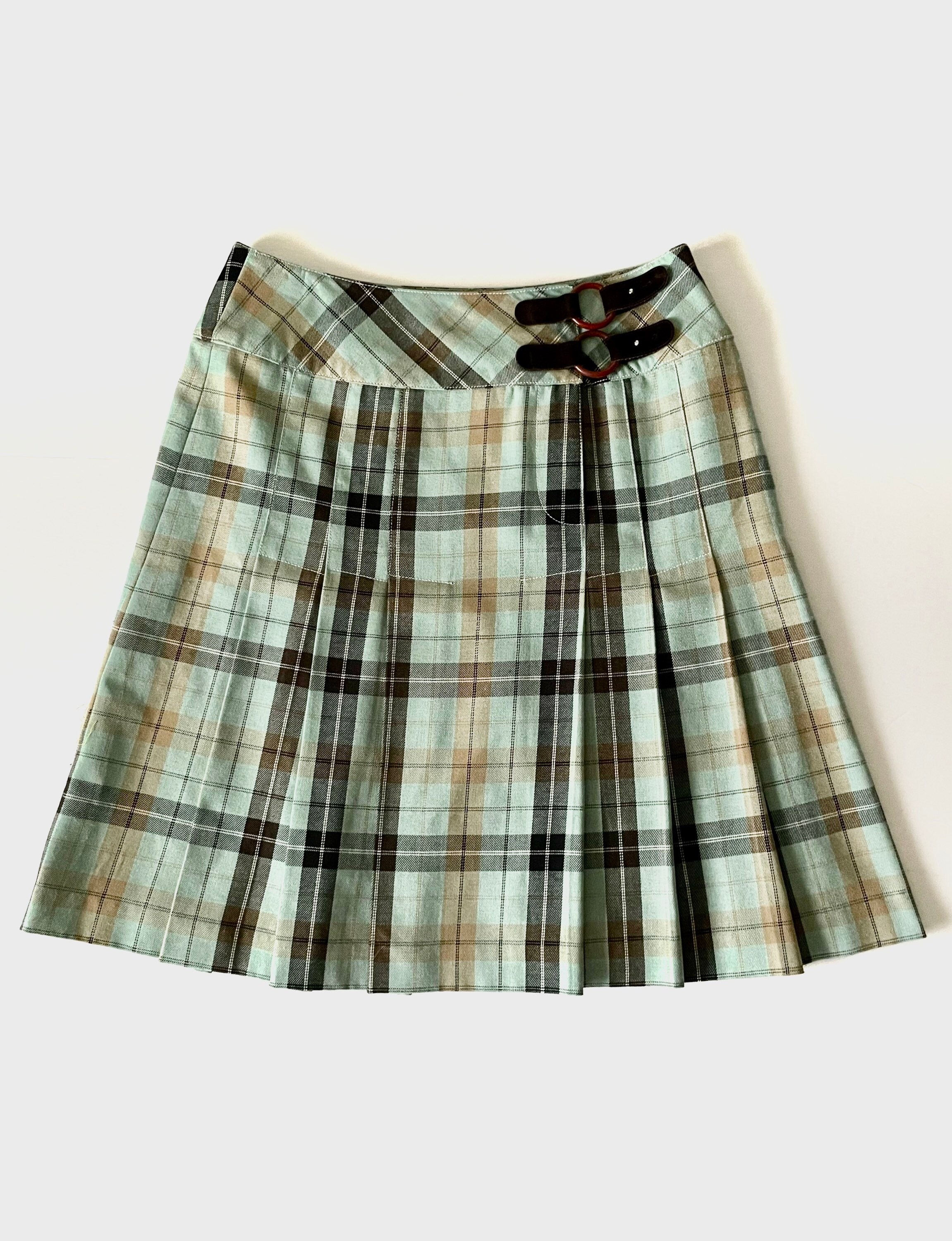 KAY UNGER NY 1990s Plaid Preppy Light Academia Pleated Knee Length ...