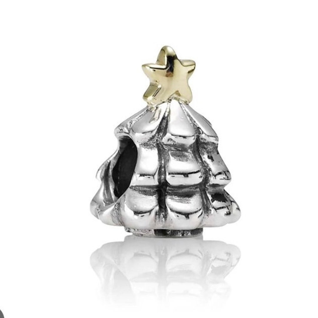 Pandora Christmas Tree Charm 14K Crown 925 Sterling Retired Rare ...