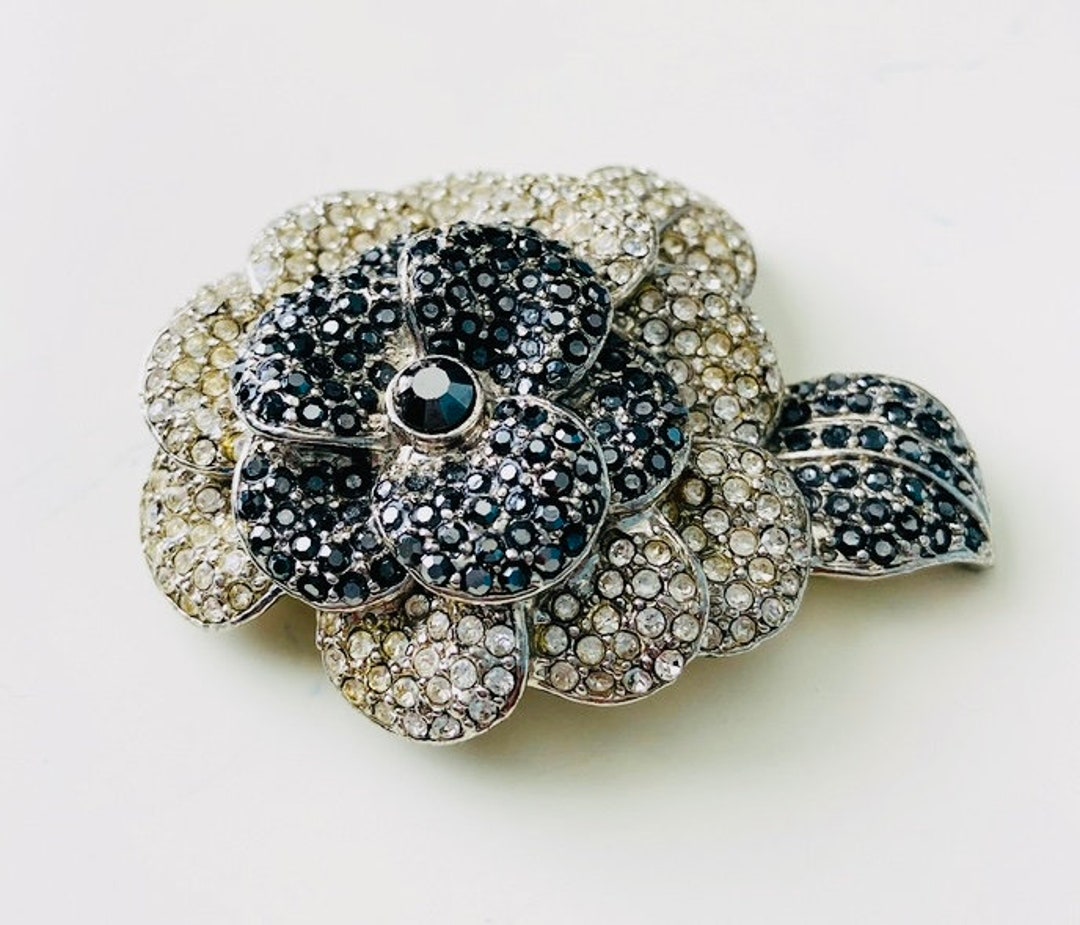 VINTAGE 90’s Figural Floral Marcasite Rose Brooch Signed 2” - Etsy