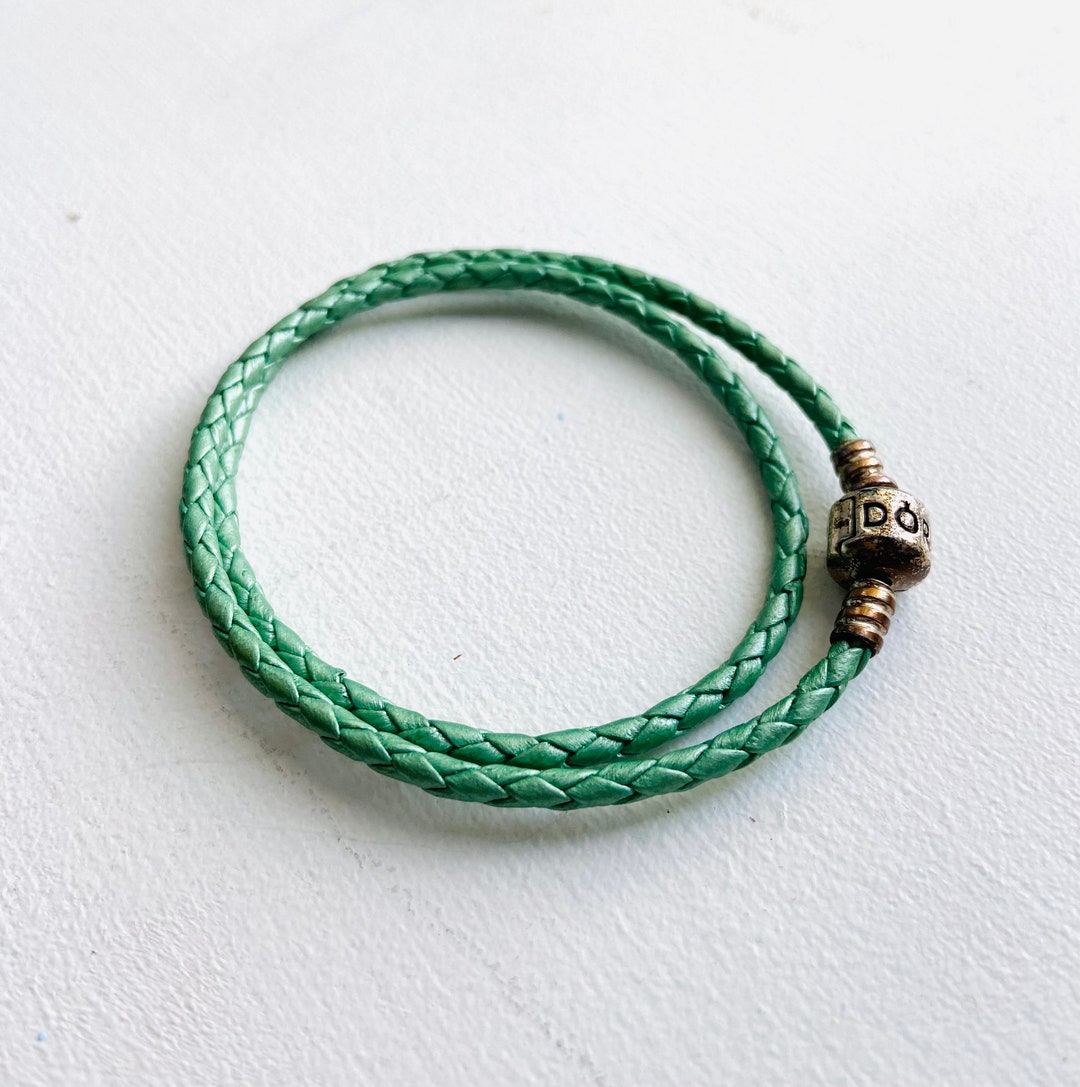 Authentic Pandora Leather Double Wrap Mint Sea Green Sterling Silver ...