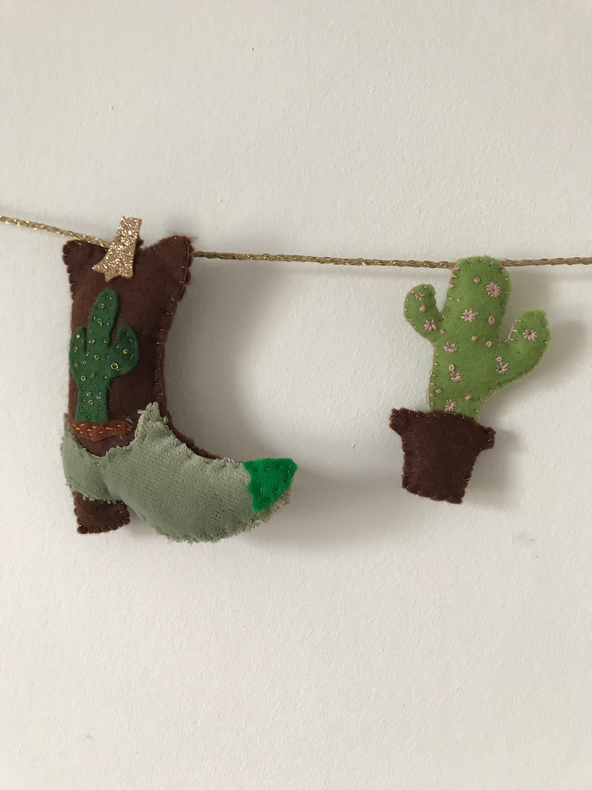 Western Garland, Cowboy Garland, Cowboy Bunting, Felt Cactus and Cowboy ...