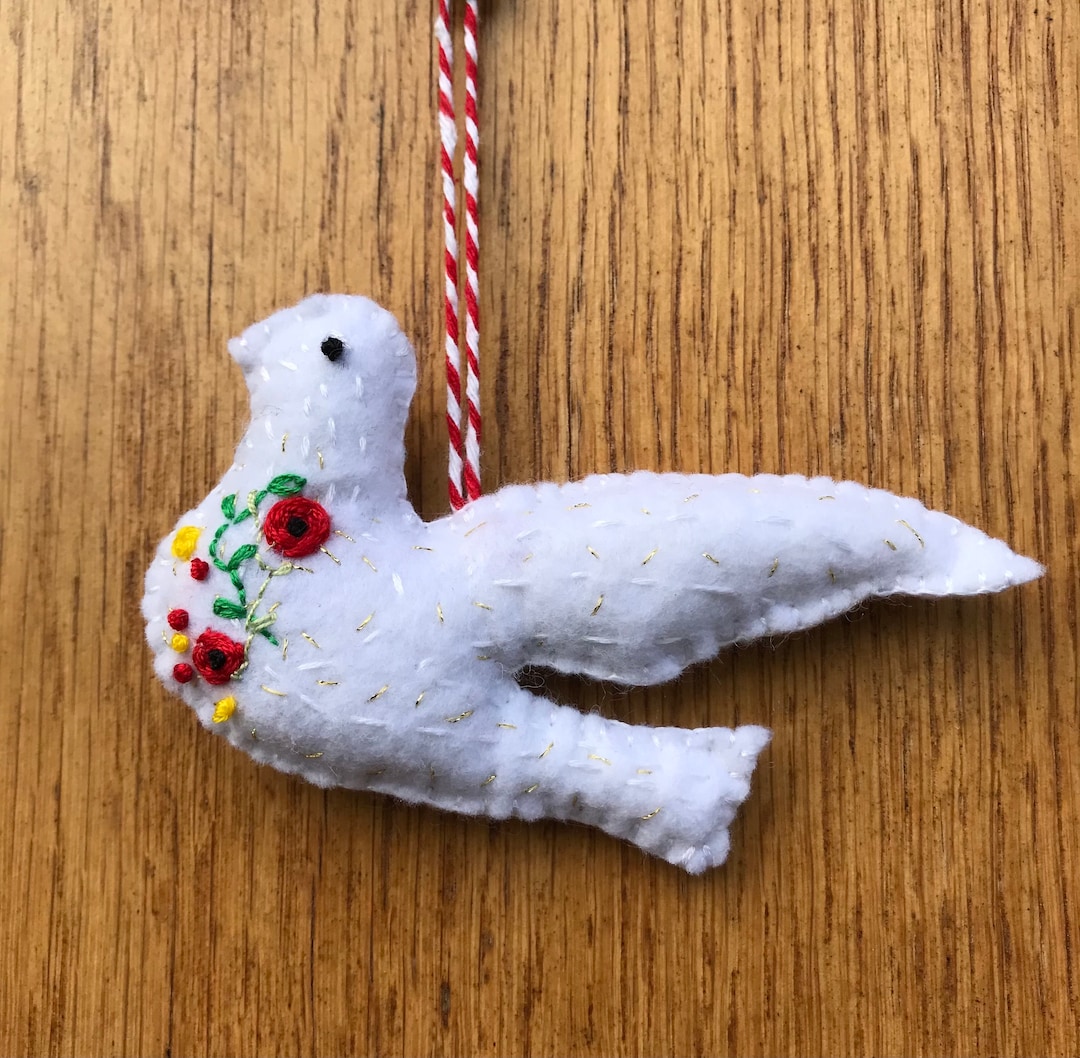Felt Dove Decoration, Felt Dove Christmas Ornament, Felt Dove Ornament ...