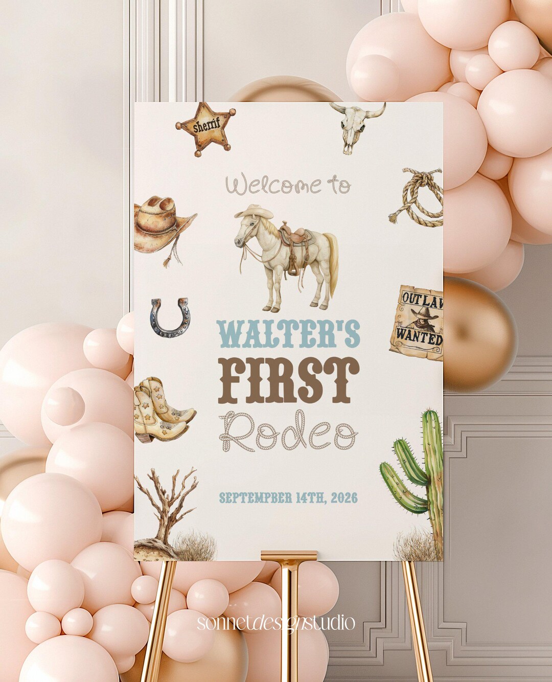 First Rodeo Birthday Welcome Sign Cowboy Western First Birthday Welcome ...