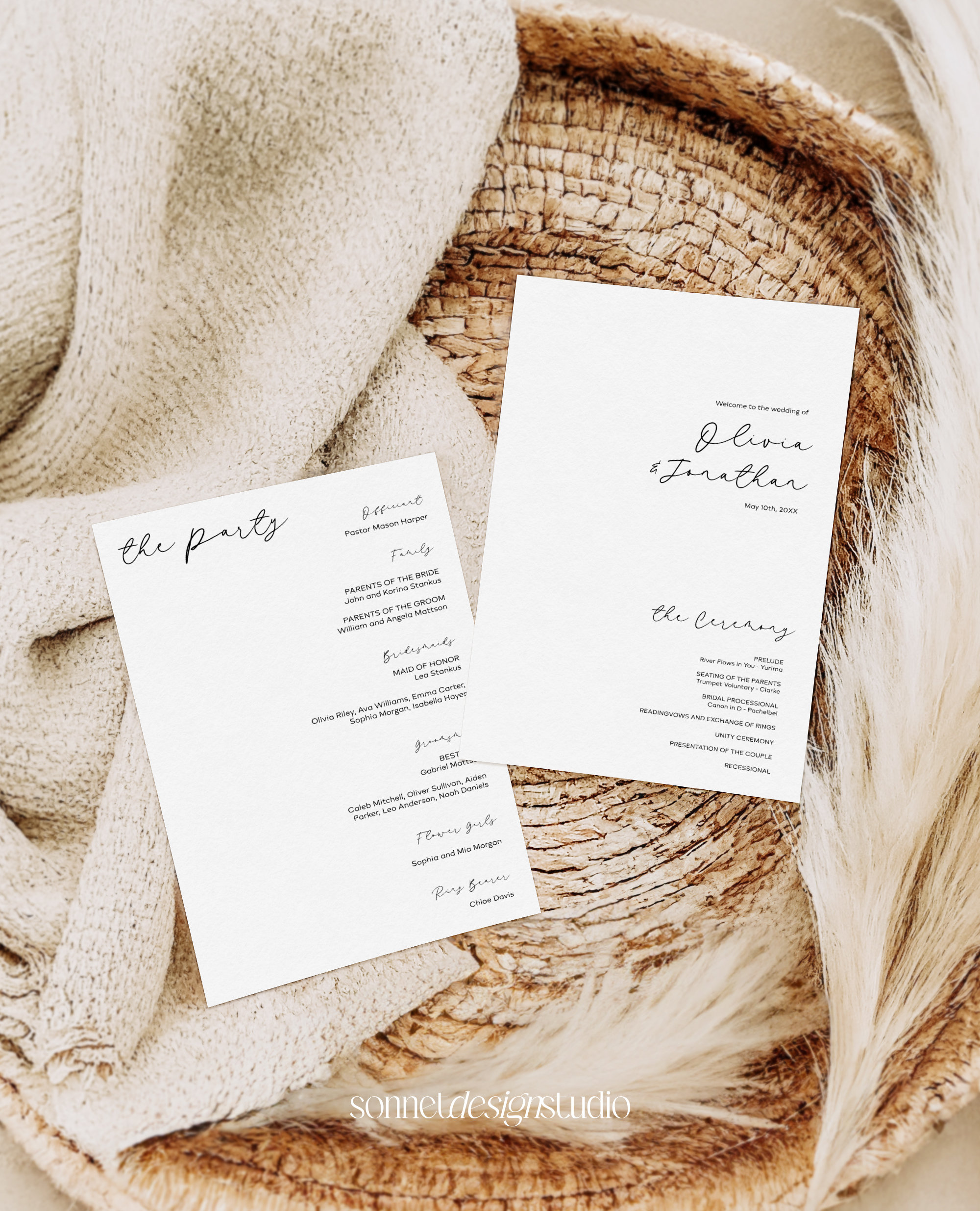 Minimalist Wedding Program Template, Modern Wedding Program, Wedding ...