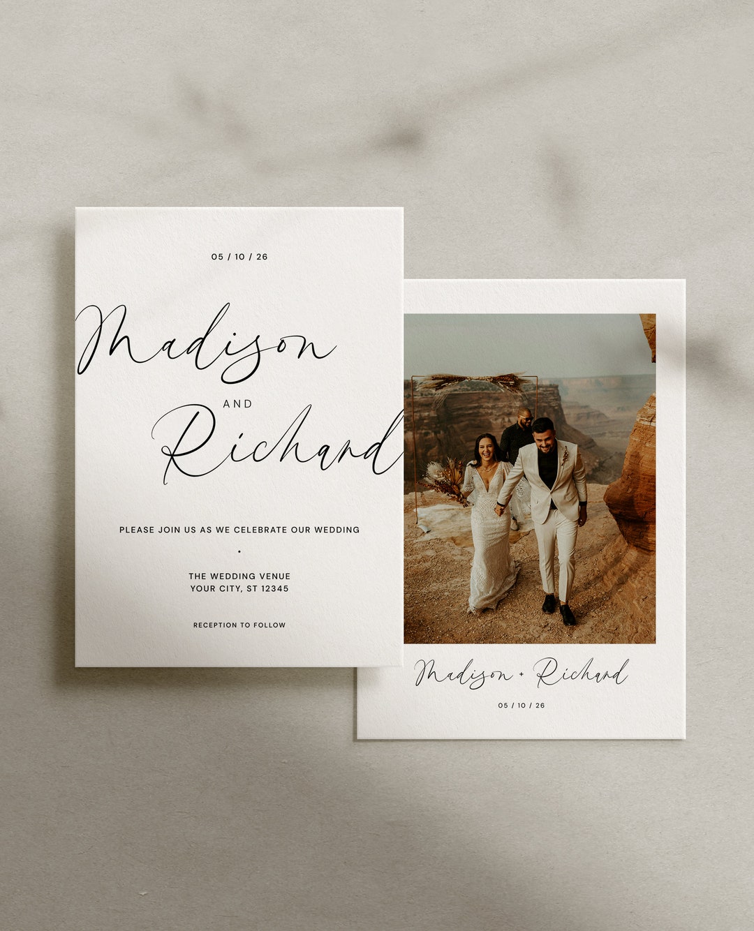 Minimalist Wedding Invitation Template Modern Photo Wedding Invitation ...