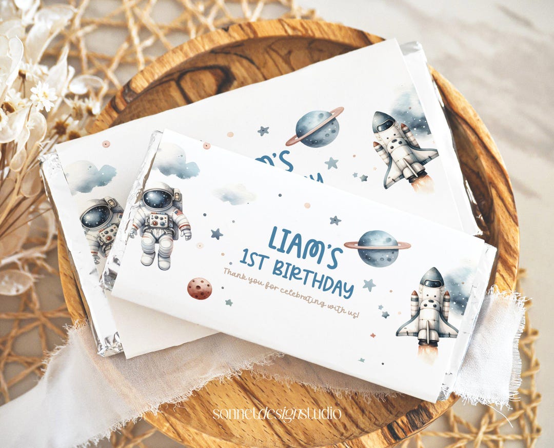 First Trip Around the Sun Chocolate Bar Wrapper Space First Birthday ...