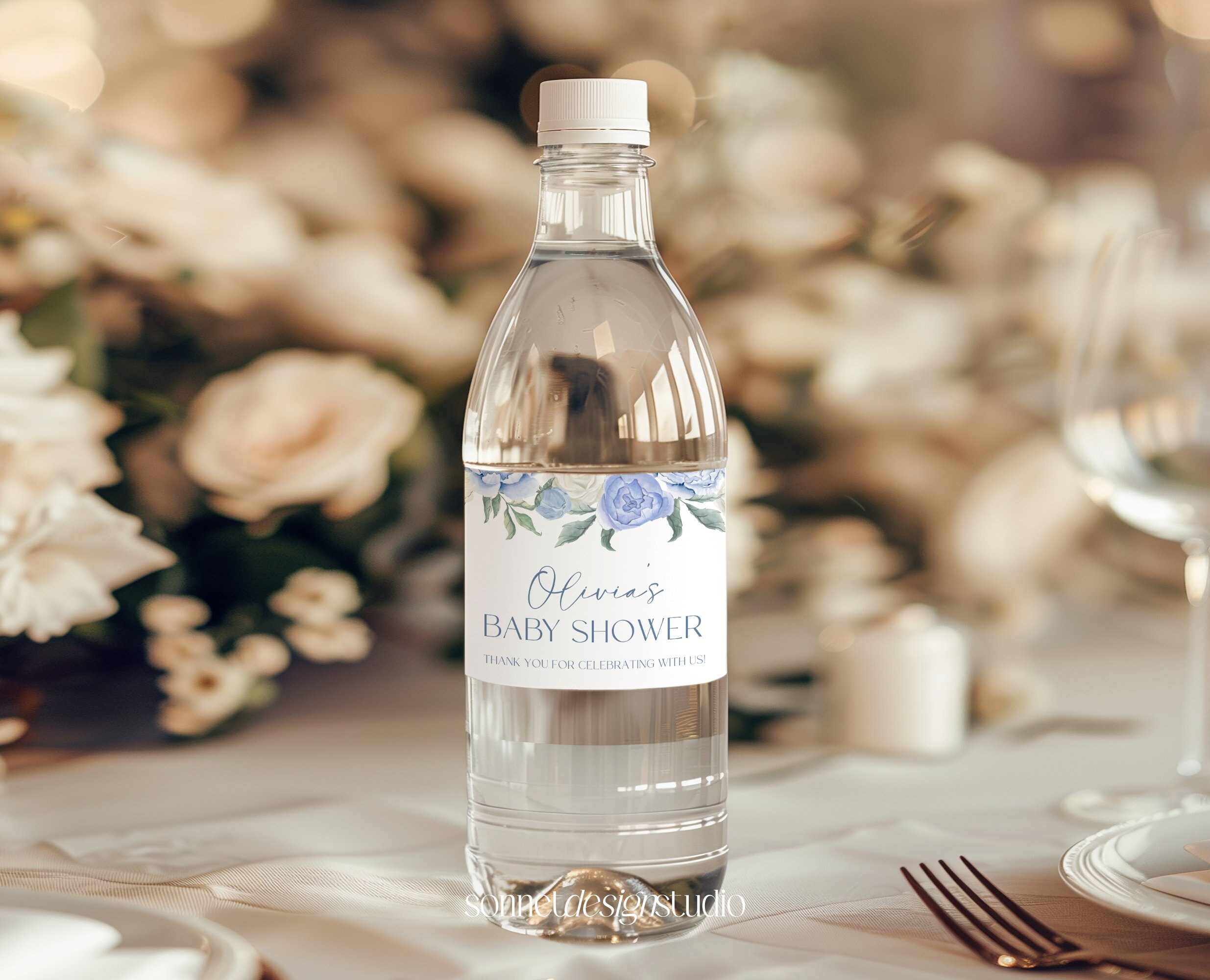 Water Bottle Label Template Baby Shower Flower Water Labels DIY Thank ...