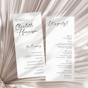 Minimalist Wedding Program Template Printable Modern Minimal Editable ...