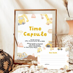 Construction 1st Birthday Time Capsule Sign and Cards Dump Truck Time ...