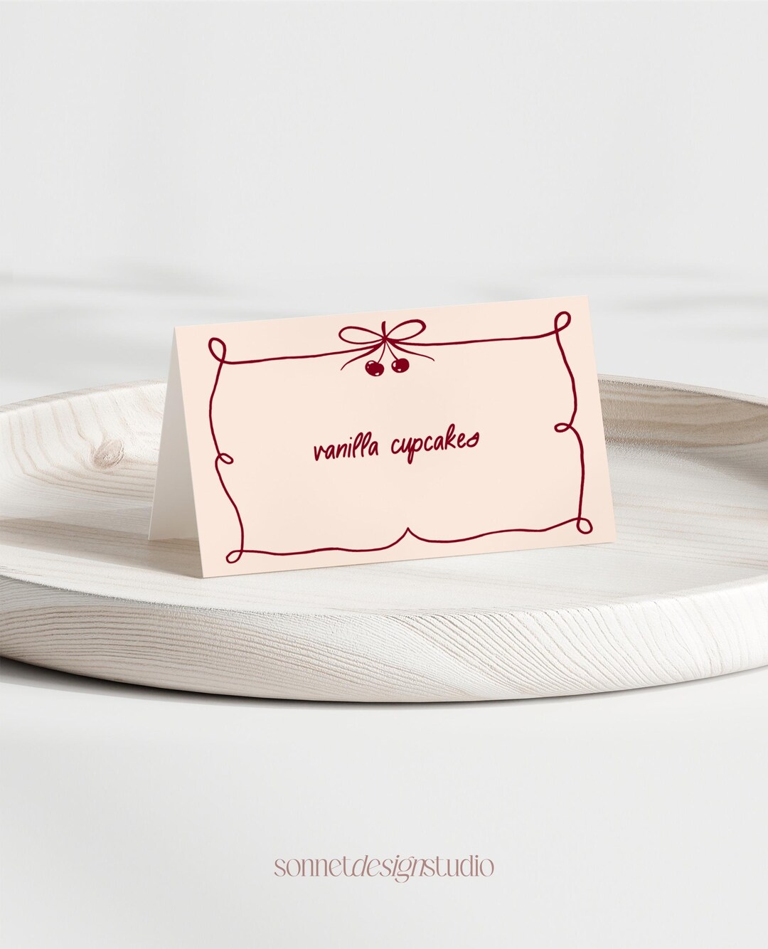Cherry Baby Shower Buffet Card Template Baby Shower Decorations Party ...