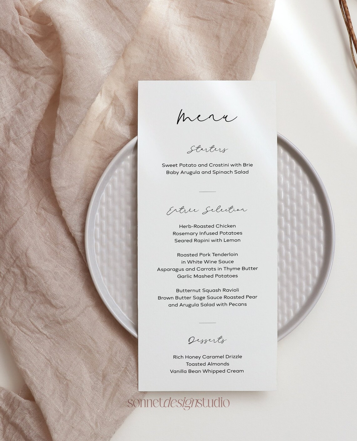 Minimalist Wedding Menu Template, Modern Wedding Menu, Wedding Food ...