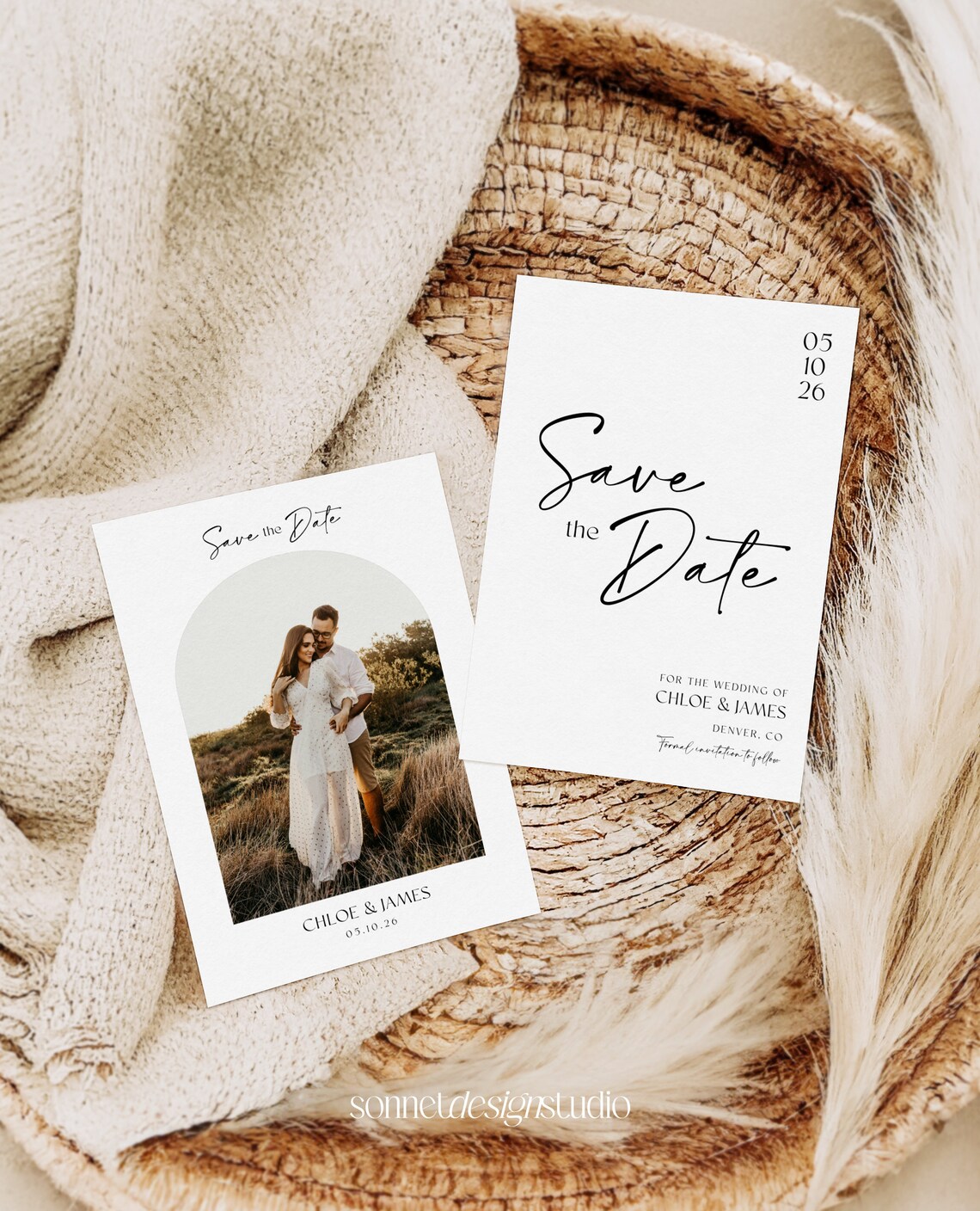 Large Modern Wedding Invitation Bundle Minimalist Wedding Suite ...