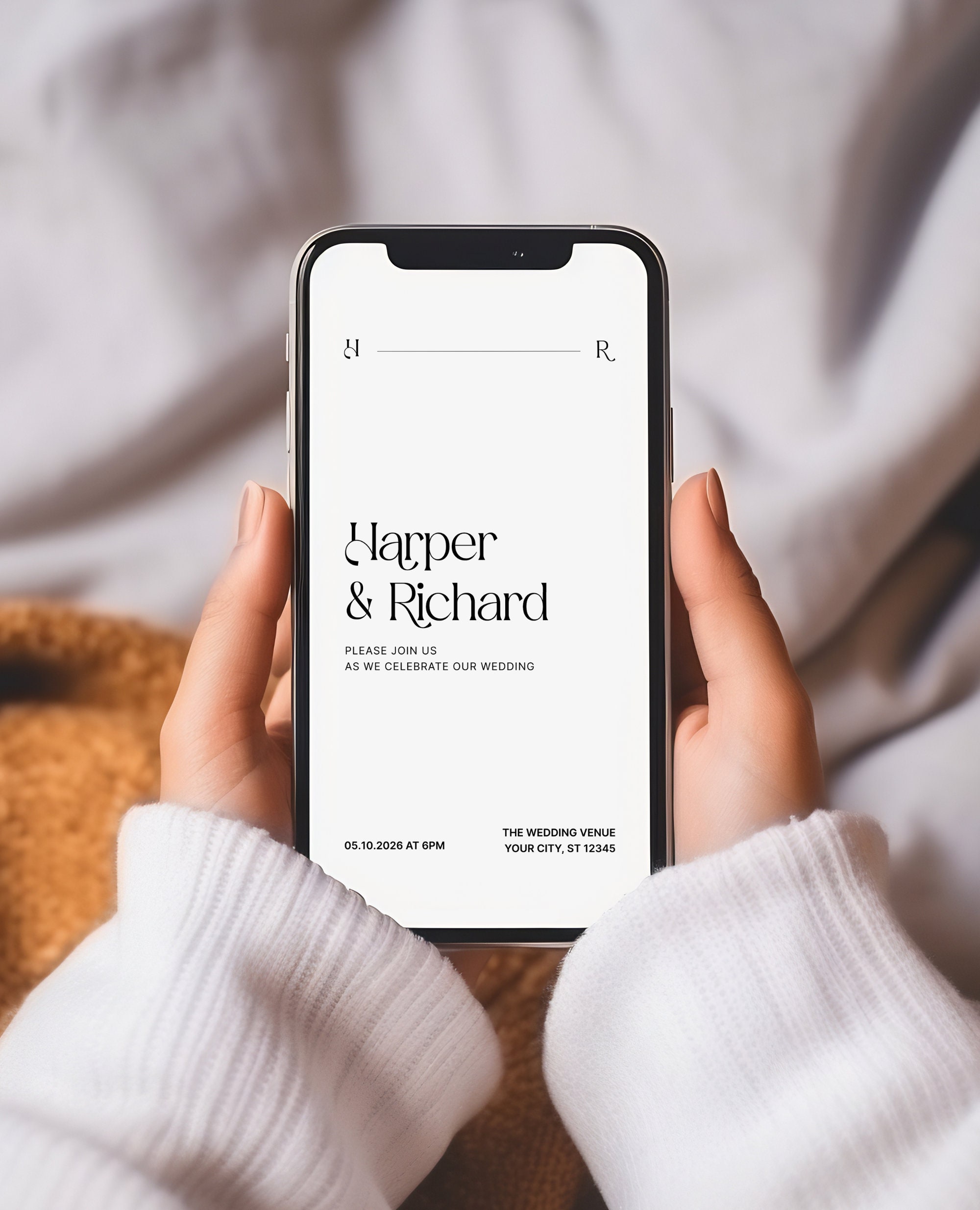 Minimalist Wedding Evite Template Modern Minimalist Wedding Invite ...