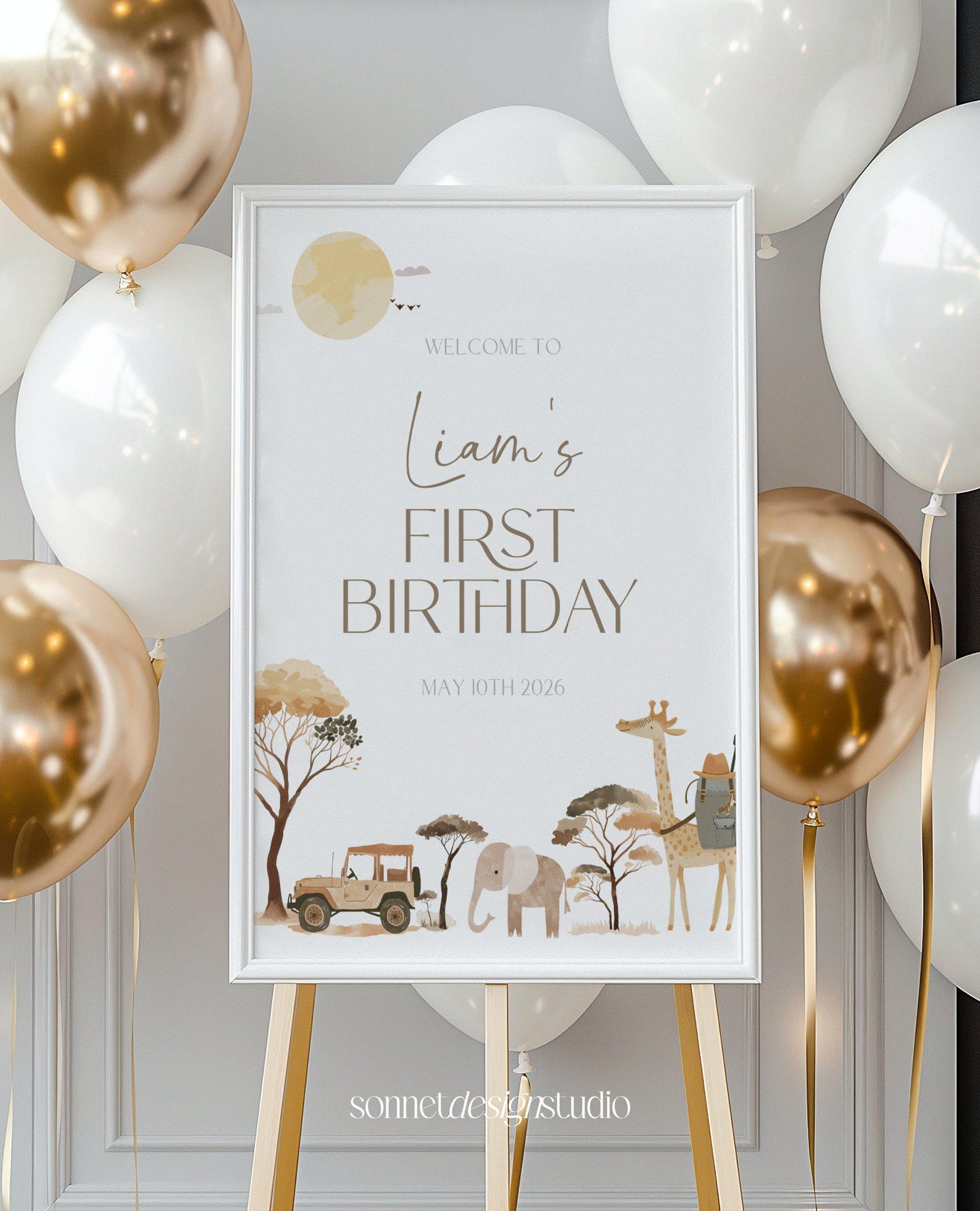 Wild One Welcome Sign 1st Birthday Decorations Safari Animal First ...