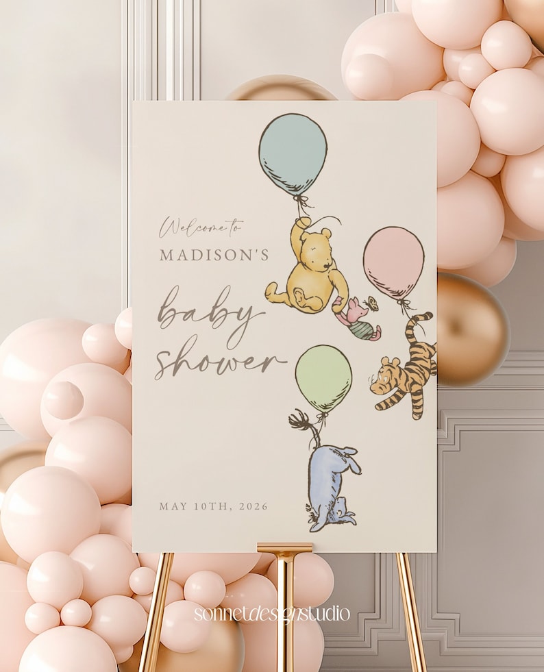 Winnie the Pooh Welcome Sign Baby Shower Decorations Baby Shower ...