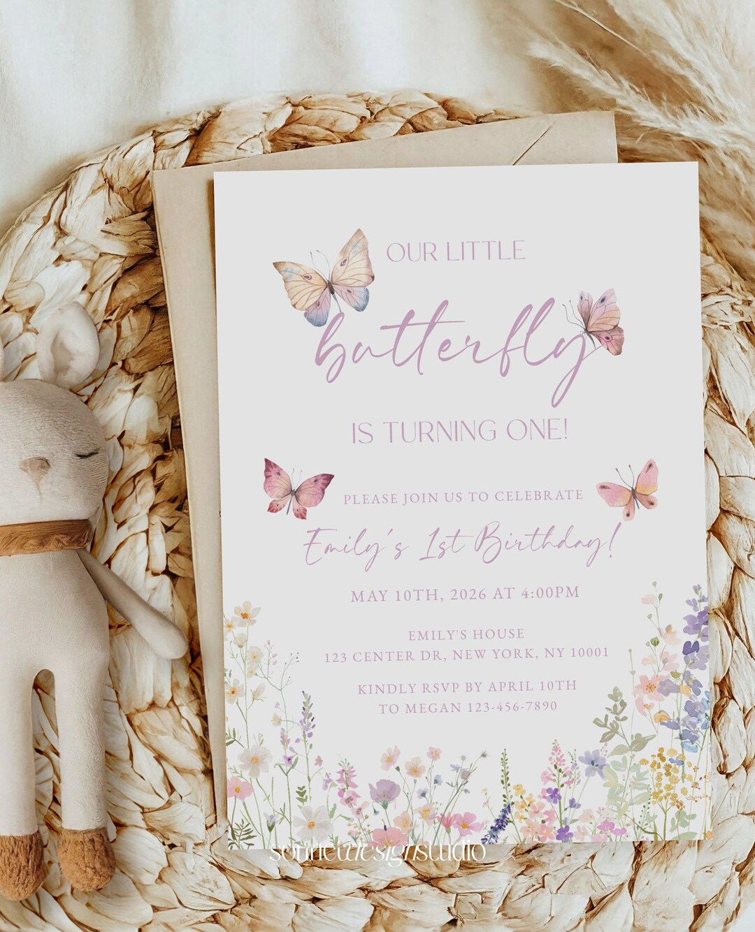 Butterfly 1st Birthday Invitation Butterfly First Birthday Invite ...