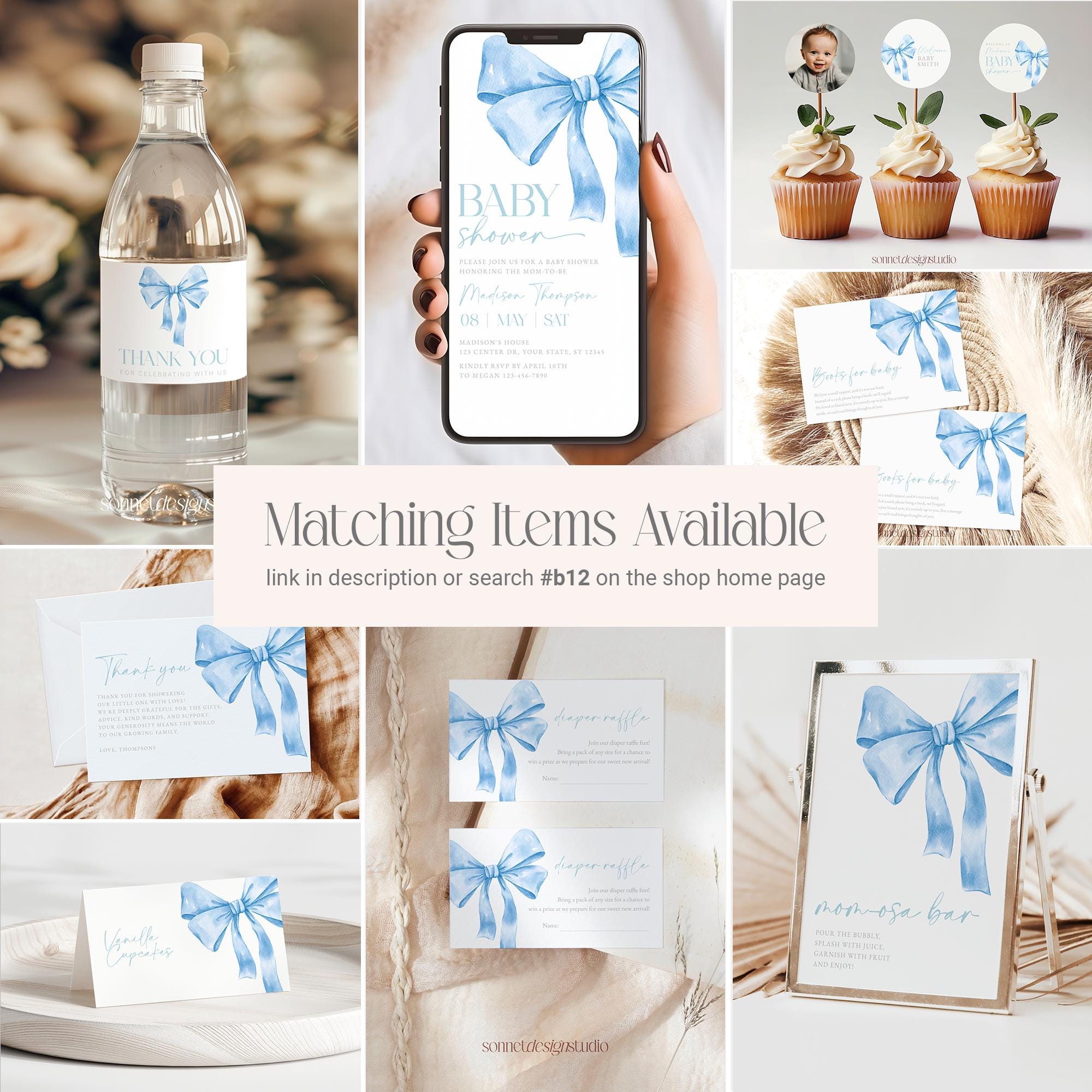 Blue Ribbon Water Bottle Label Template Boy Baby Shower Water Labels ...