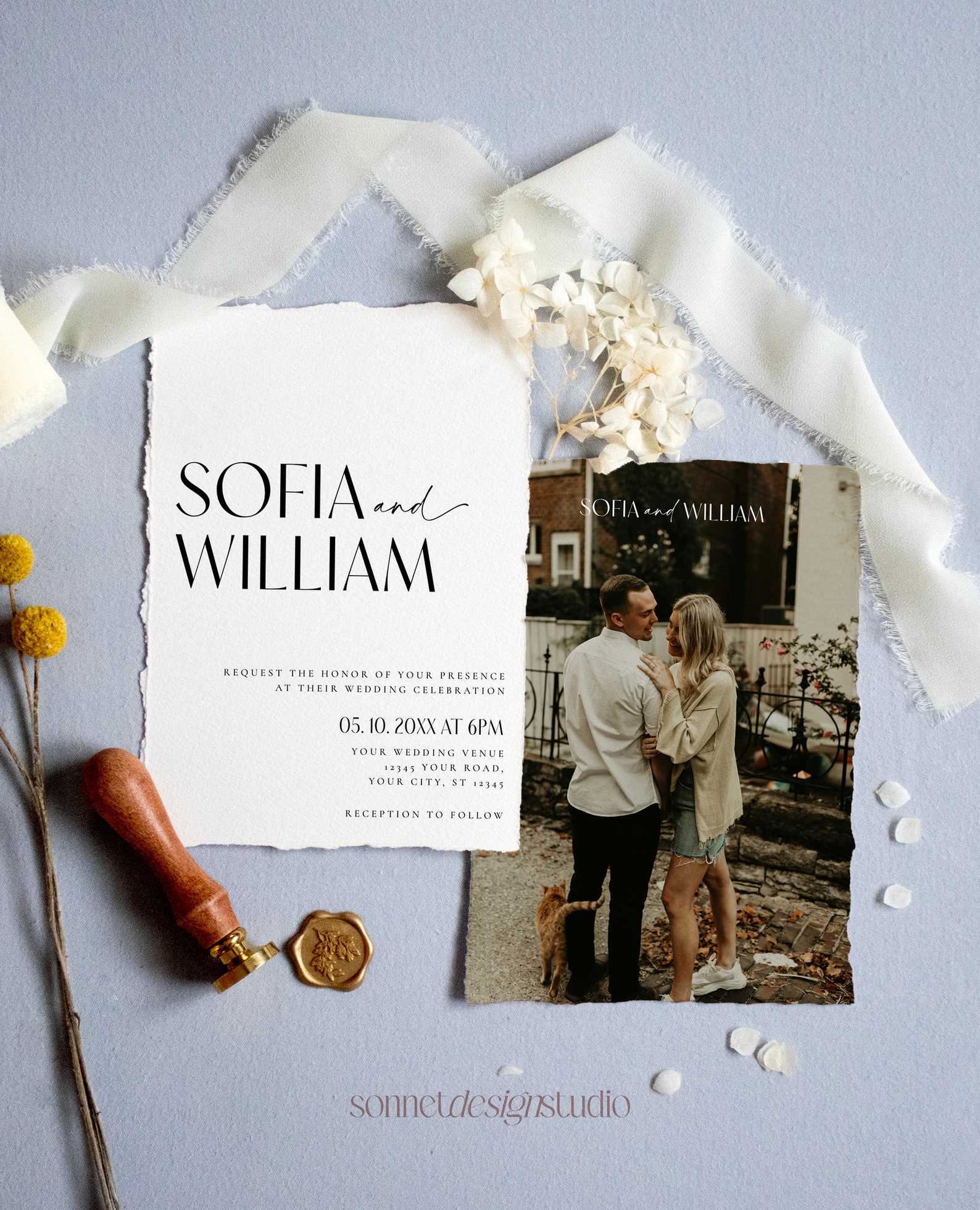 Minimalist Wedding Invitation Template Modern Photo Wedding Invitation ...
