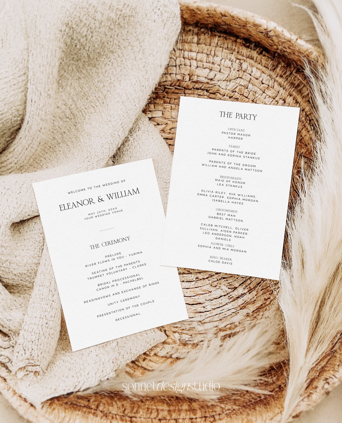 Minimalist Wedding Program Template Printable Modern Minimal Editable ...