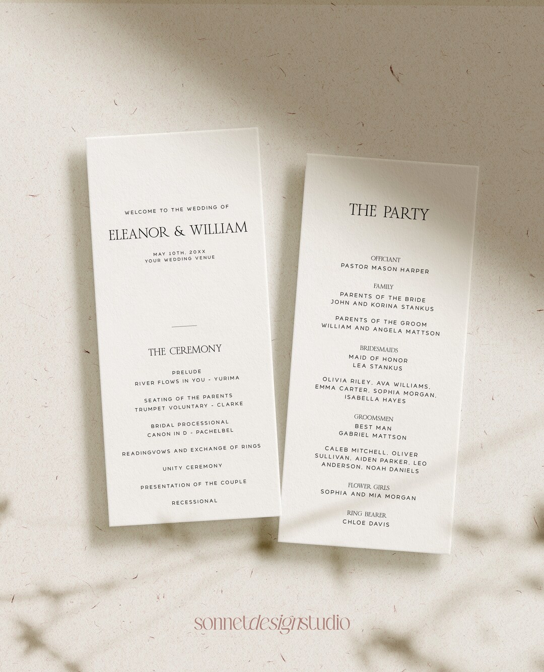 Minimalist Wedding Program Template Printable Modern Minimal Editable ...