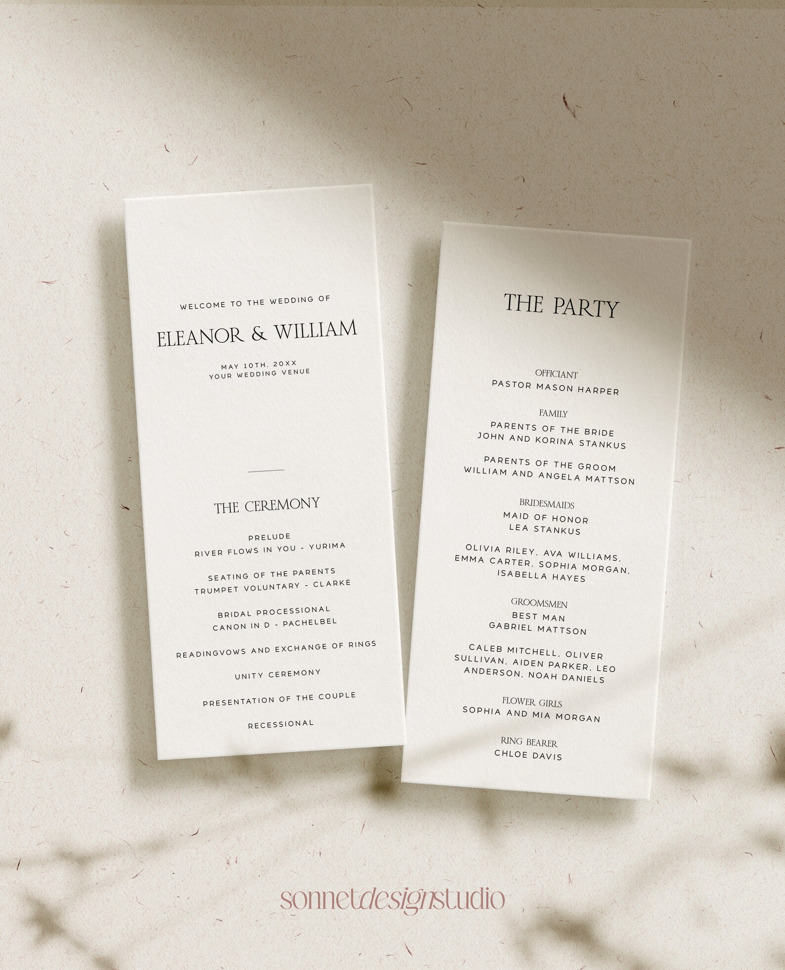 Minimalist Wedding Program Template Printable Modern Minimal Editable ...