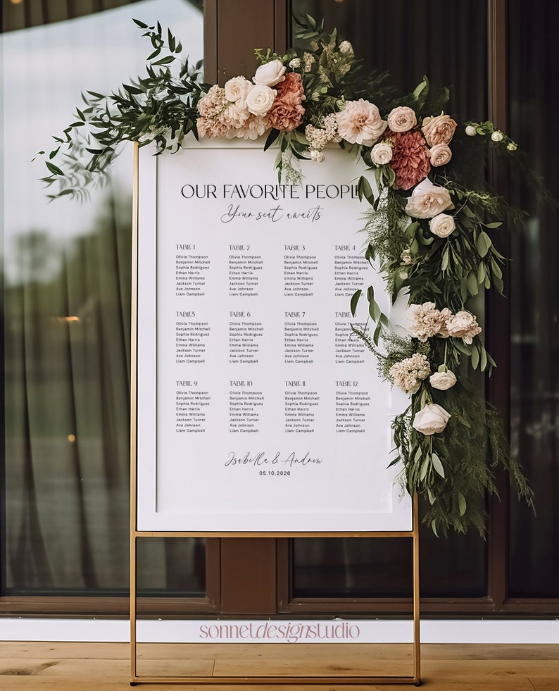 Minimalist Seating Chart Sign, Modern Wedding Seating Chart, Modern ...