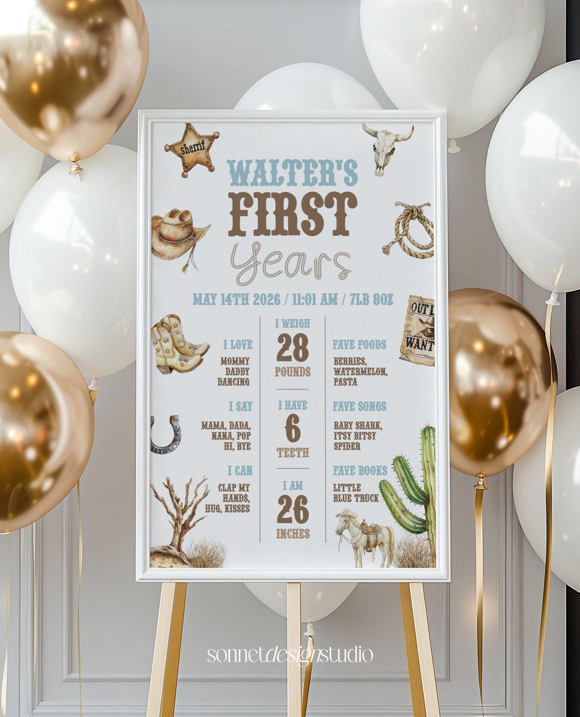 First Rodeo Birthday Milestone Sign Cowboy Western 1st Birthday ...