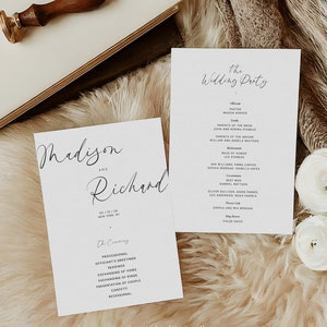 Minimalist Wedding Program Template Printable Modern Minimal Editable ...