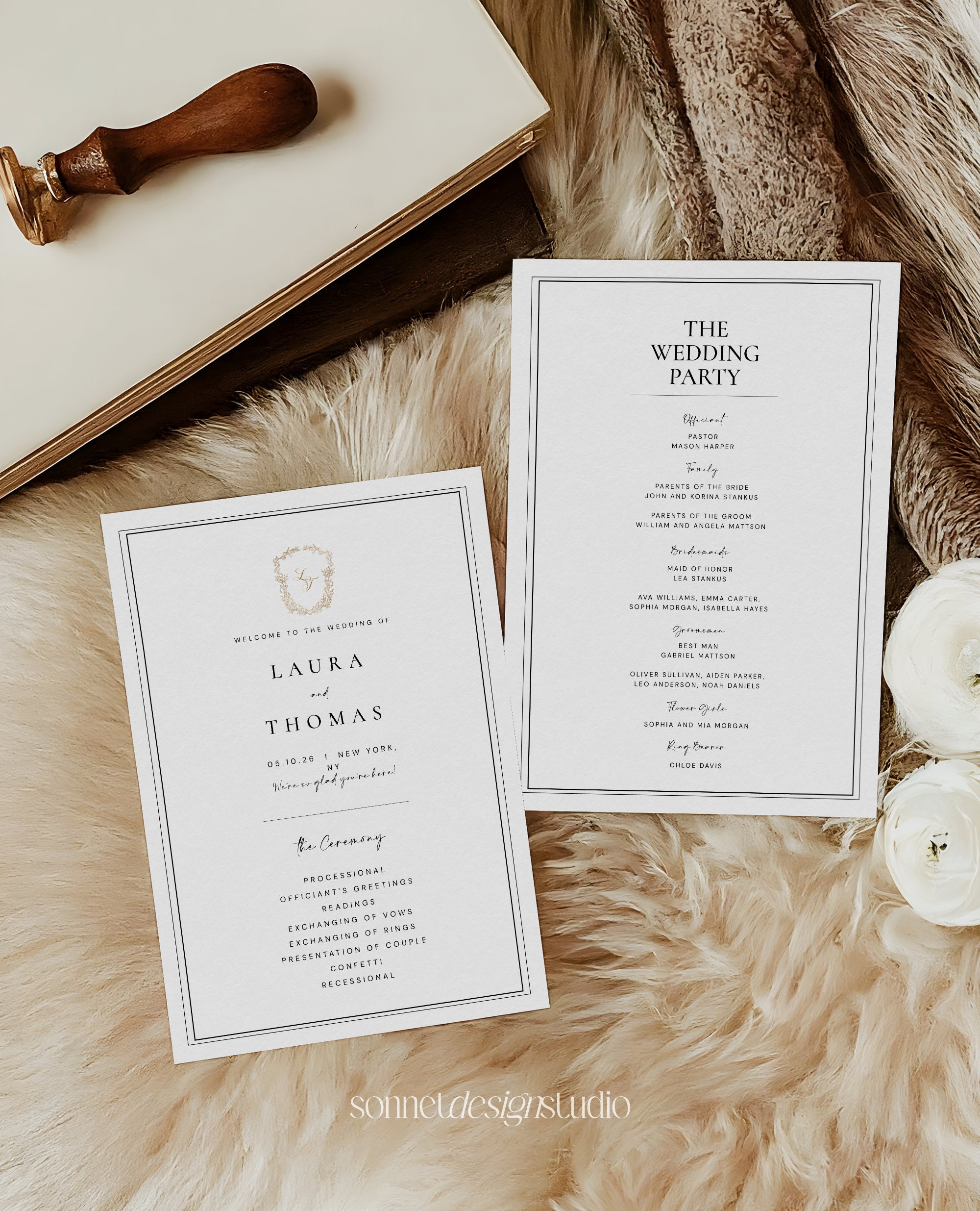 Elegant Wedding Program Template Printable Modern Classic Editable ...