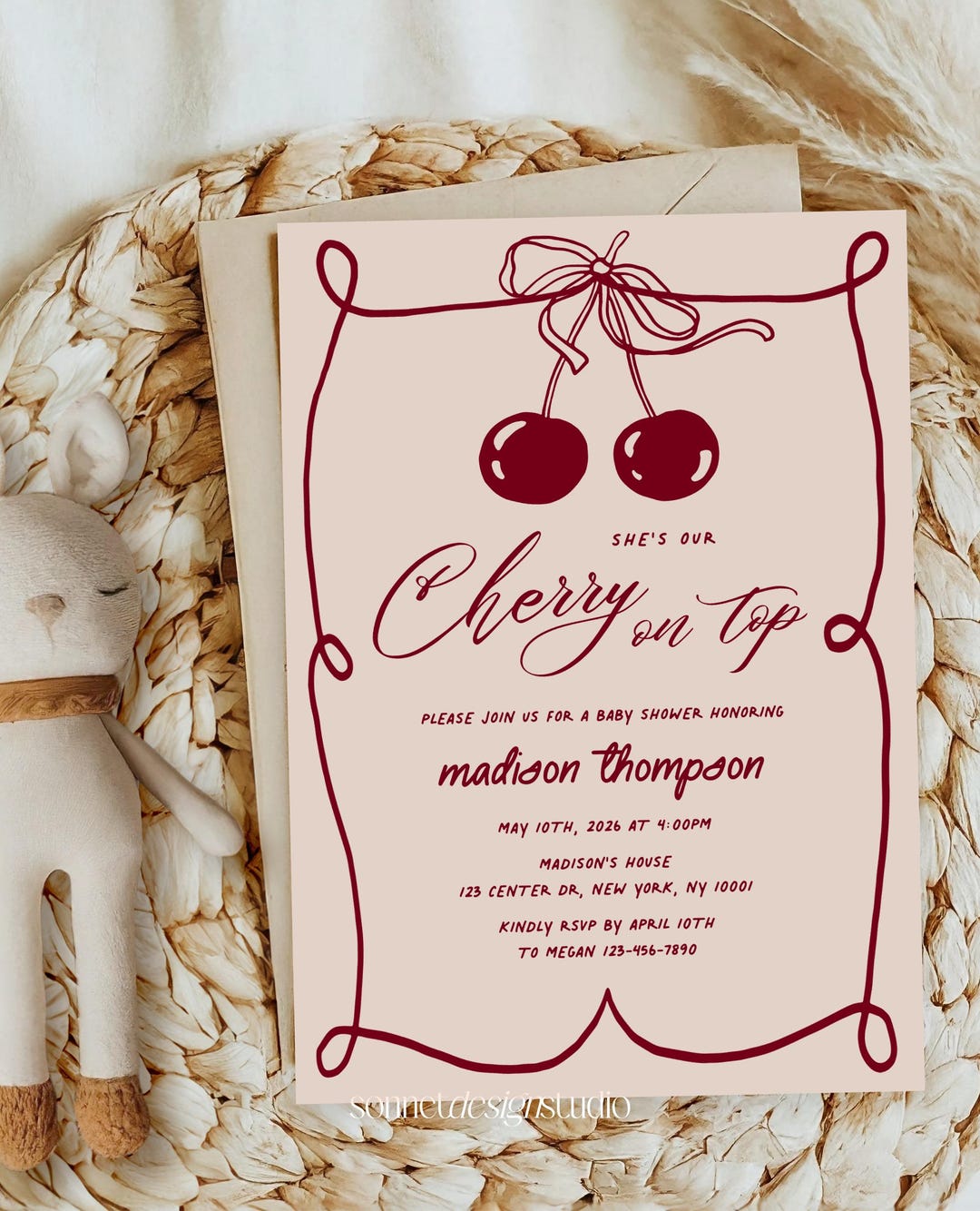Cherry Baby Shower Invitation Baby Shower Invite Cherry on Top Baby ...