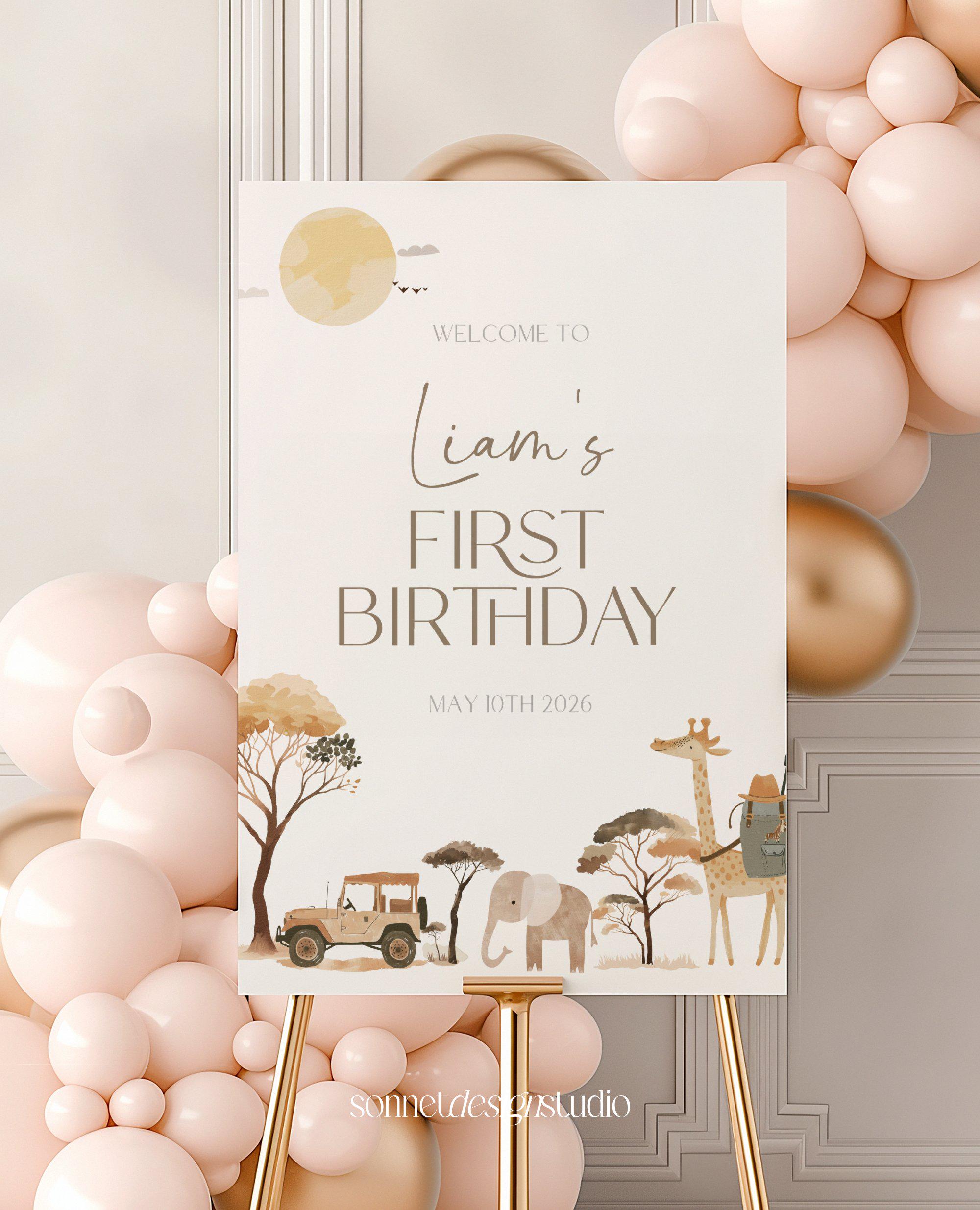 Wild One Welcome Sign 1st Birthday Decorations Safari Animal First ...