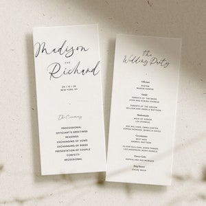 Minimalist Wedding Program Template Printable Modern Minimal Editable ...