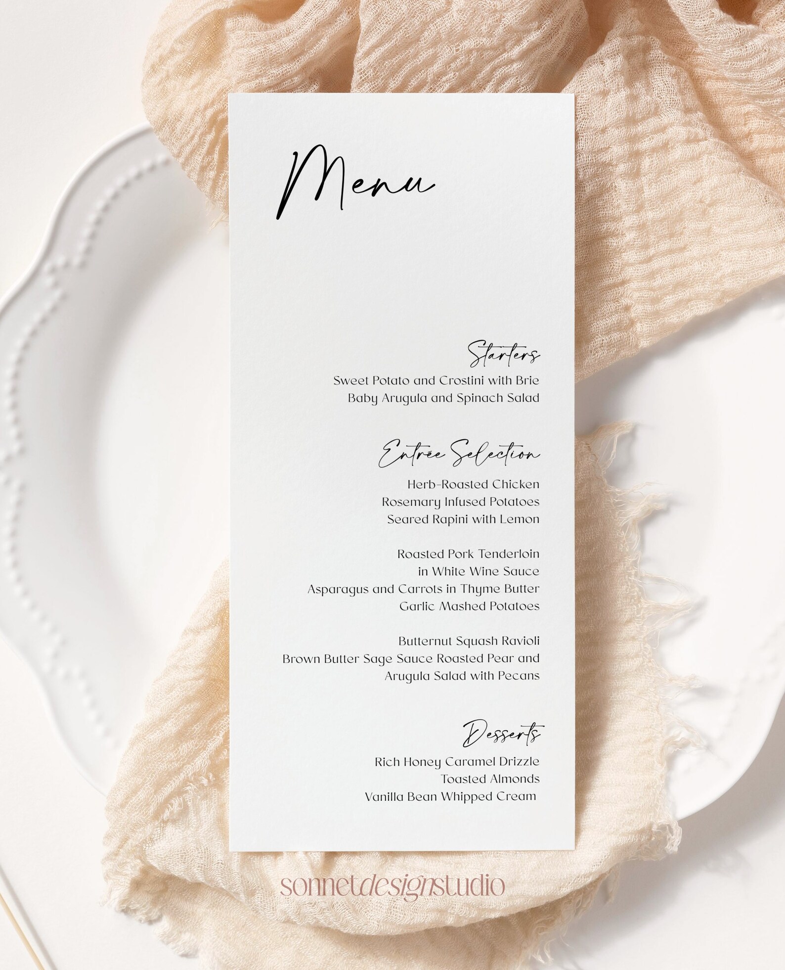 Minimalist Wedding Menu Template, Modern Wedding Menu, Wedding Food ...