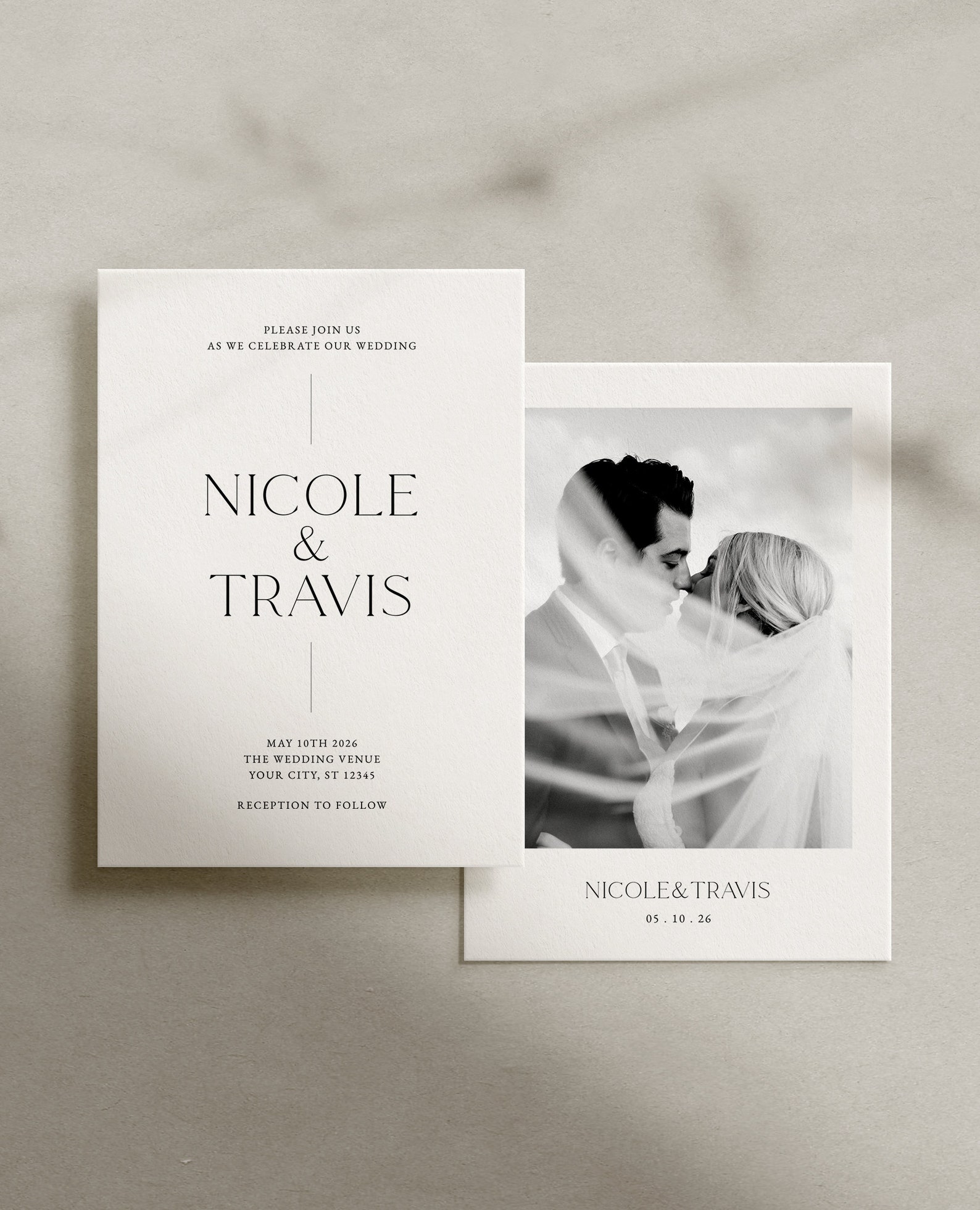 Minimal Wedding Invite Minimalist Wedding Invitation Template Modern ...
