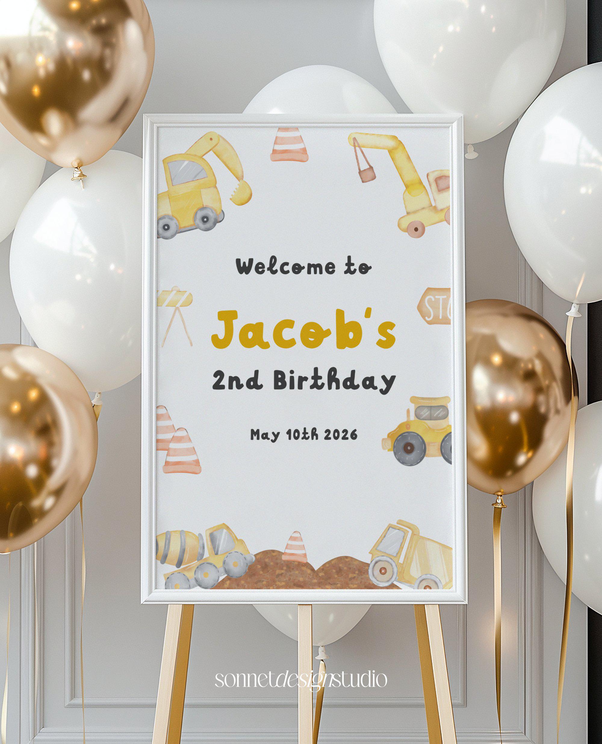Construction 1st Birthday Welcome Sign Dump Truck First Birthday ...