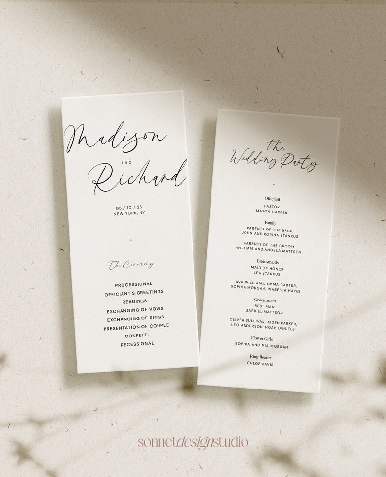 Large Modern Wedding Invitation Bundle Minimalist Wedding Suite ...