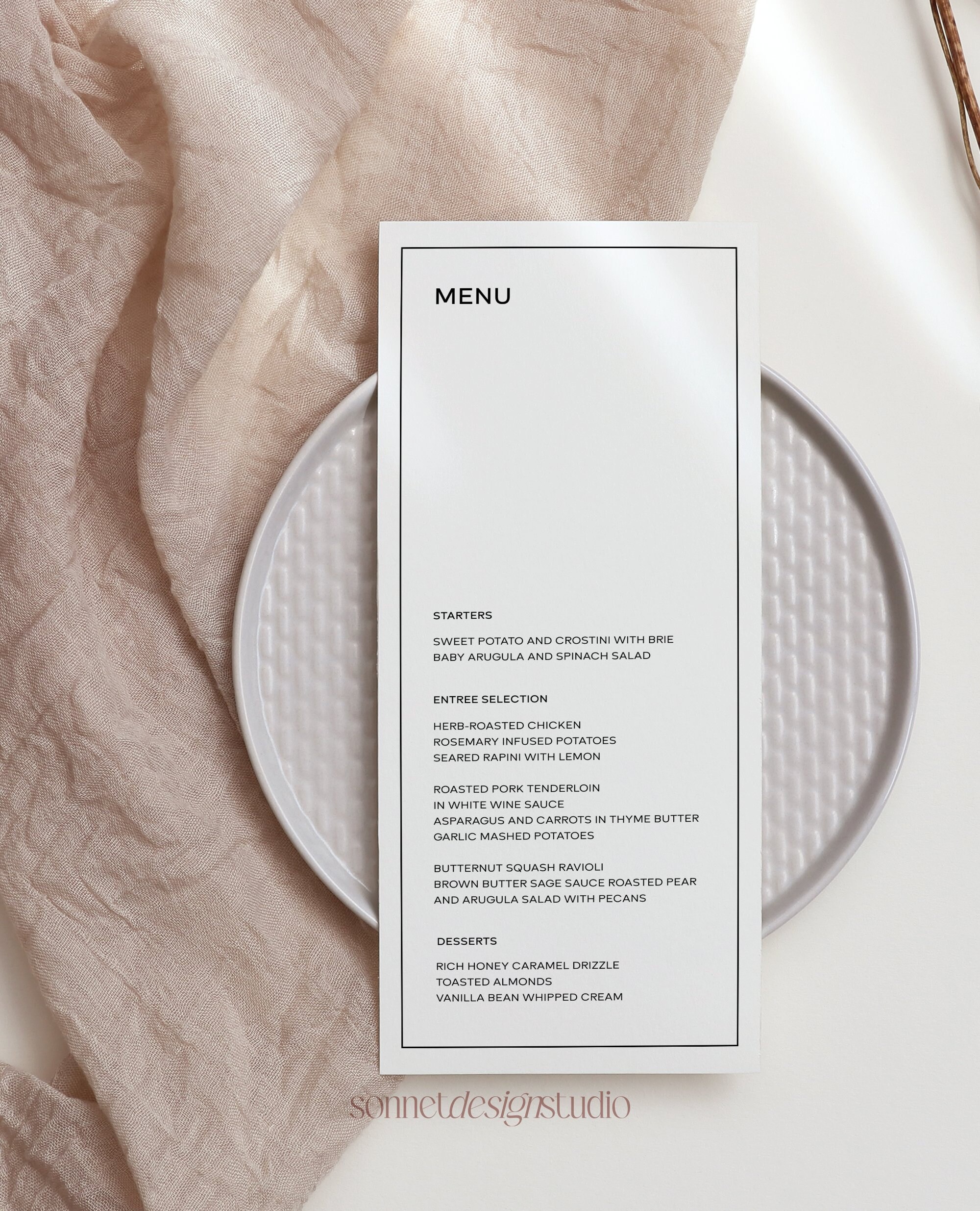 Modern Wedding Menu, Minimalist Wedding Menu Template, Wedding Food ...