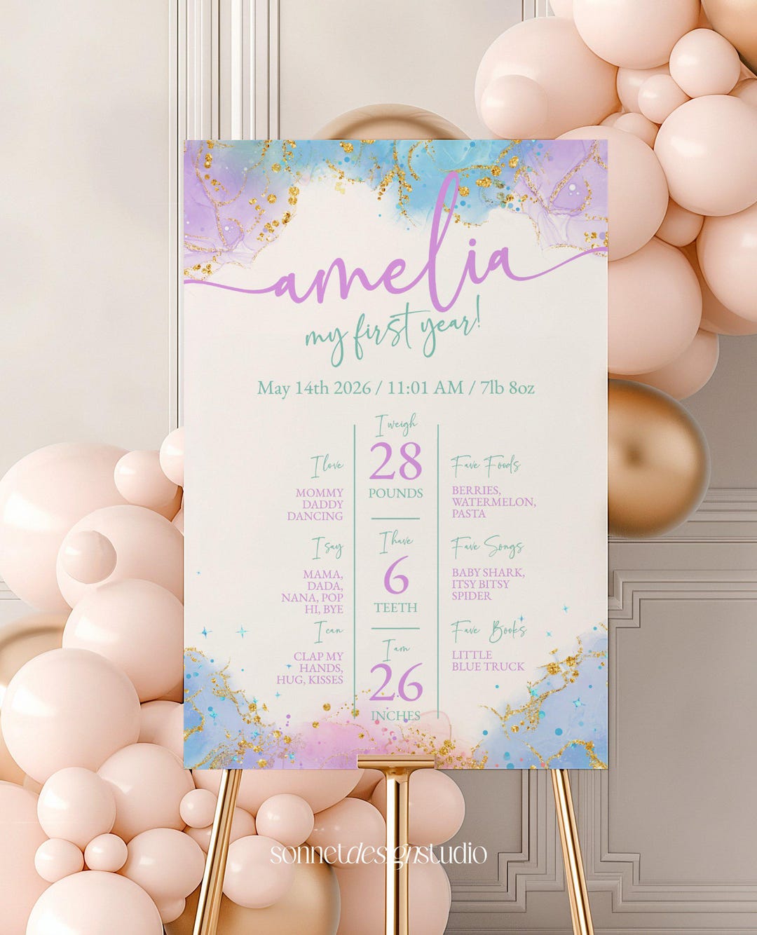 Girl First Birthday Milestone Sign Princess Fairly 1st Birthday ...